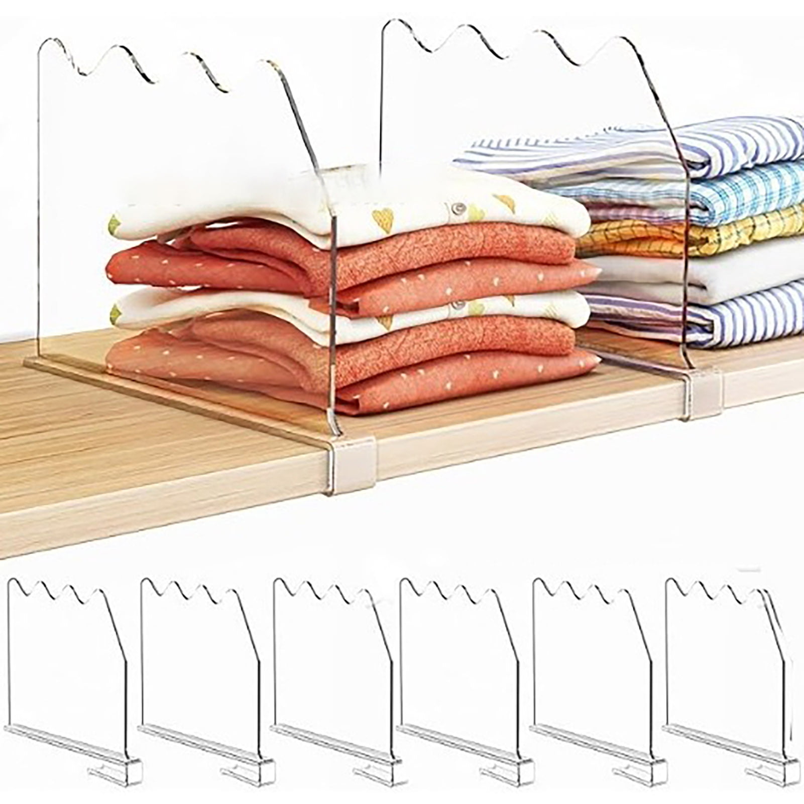 NIBOLOG Fitted Shelf Divider Transparent Stable Closet Organization ...