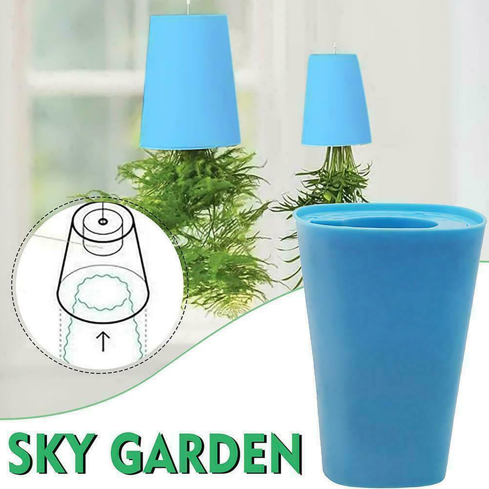 NIBOLOG Flowerpot Lightweight Upside-down Design Plastic Double-layer ...