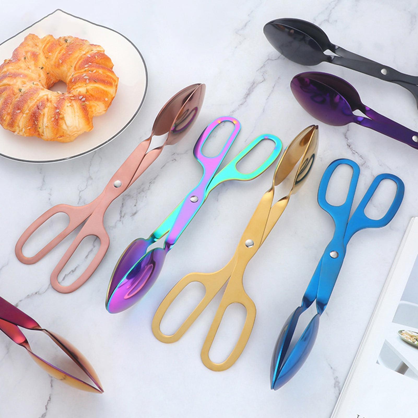 NIBOLOG Food Tongs Scissors Shaped Unique Design Smooth Surface ...