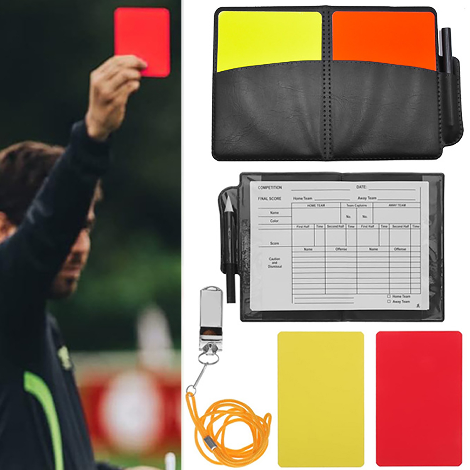 NIBOLOG Football Referee Cards Soccer Red Cards Yellow Cards Rich Color ...