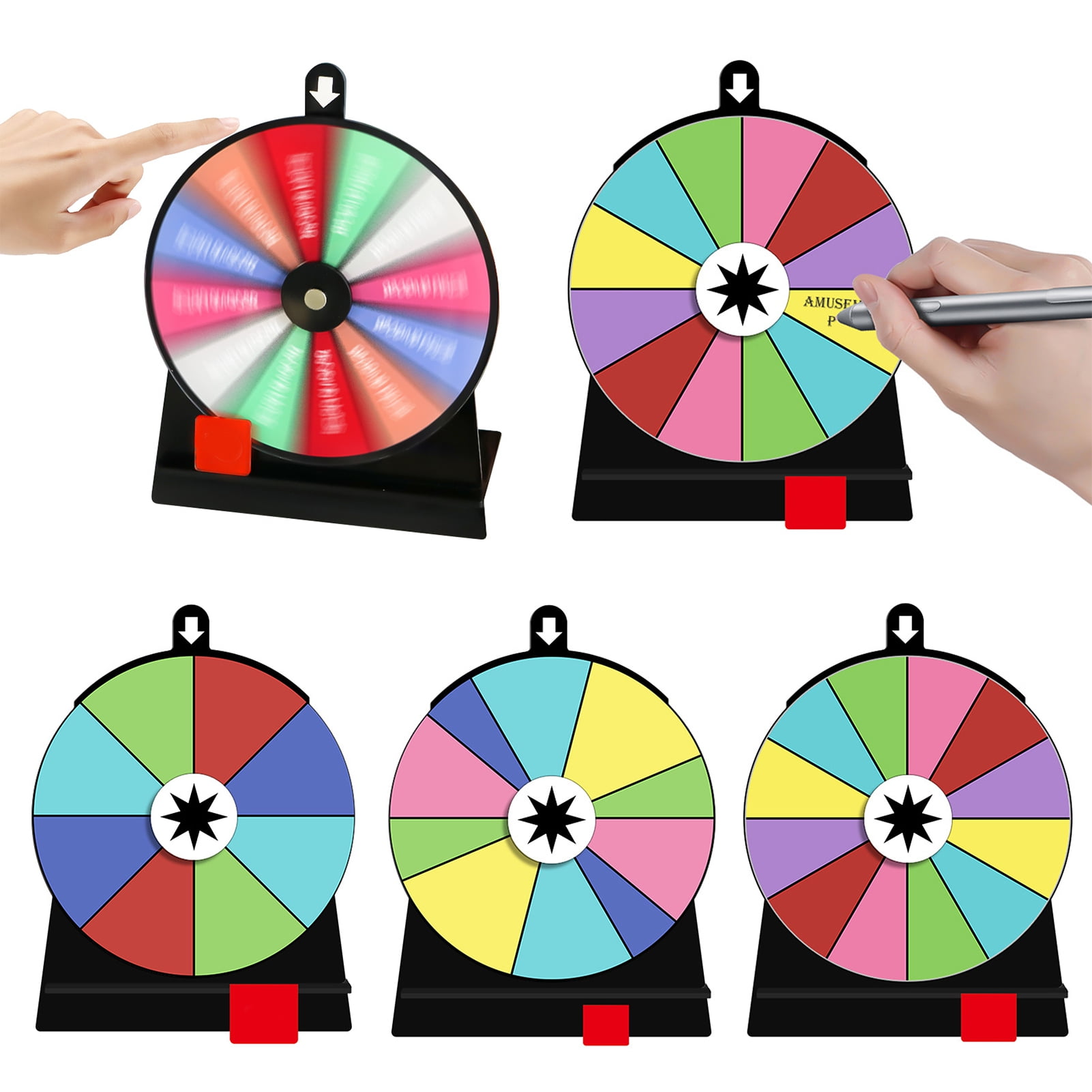 NIBOLOG Fortune Game Spinning Wheel - Stand Pen 12 Colorful Slots ...