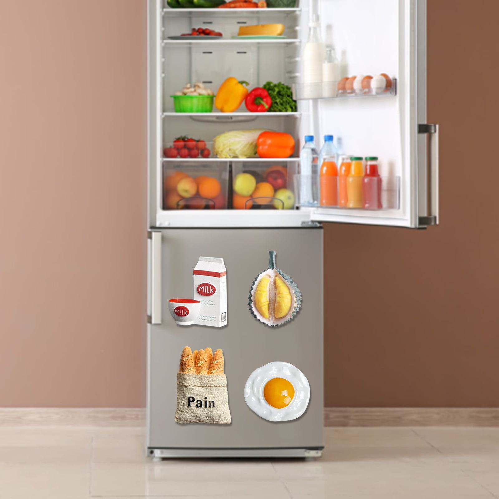 NIBOLOG Fridge Magnet Simulation Food Design Anti-fall Resin Magnetic ...