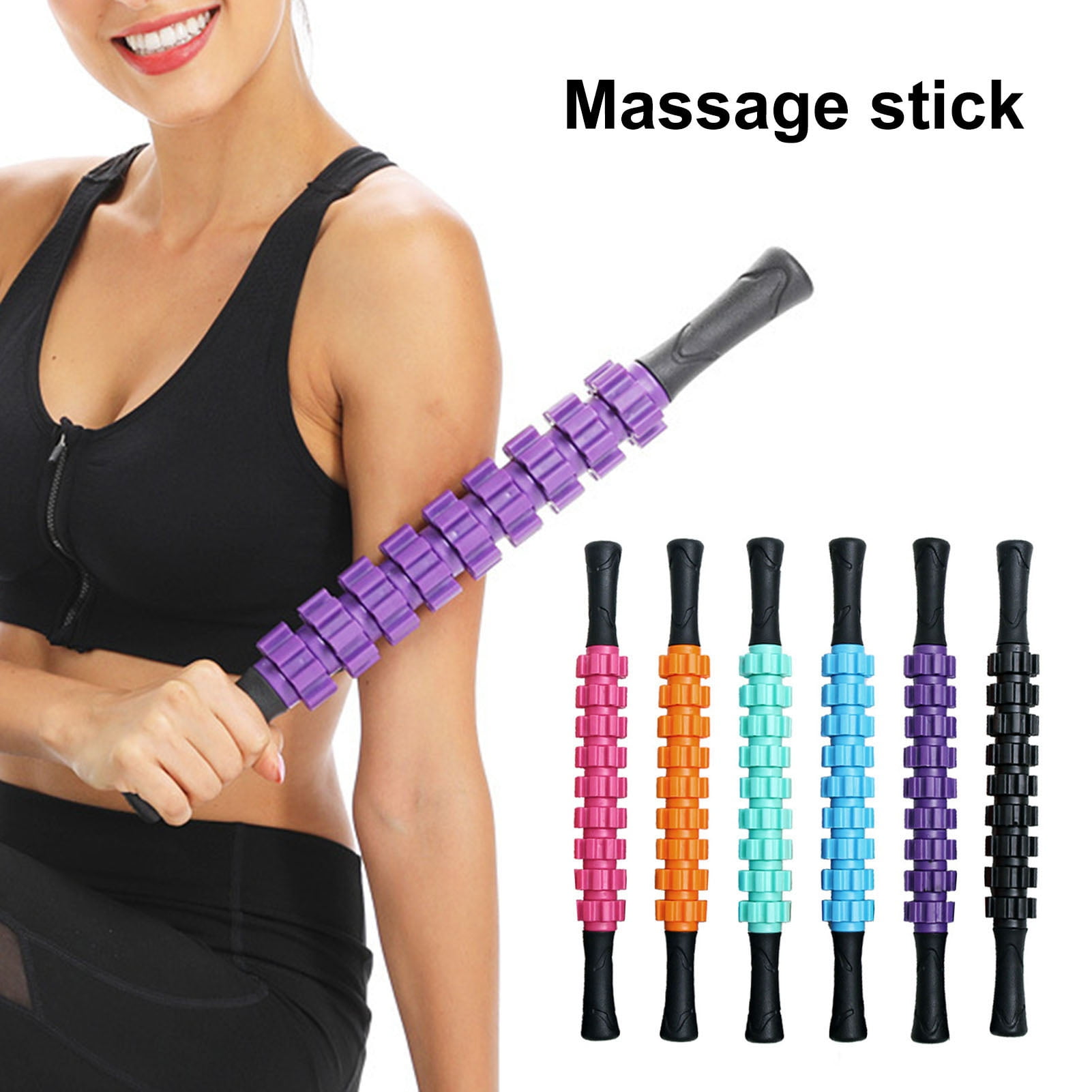 Nibolog Gear Massage Roller Stick Deep Tissue Relaxation Fitness Muscle Sore Relief Physical