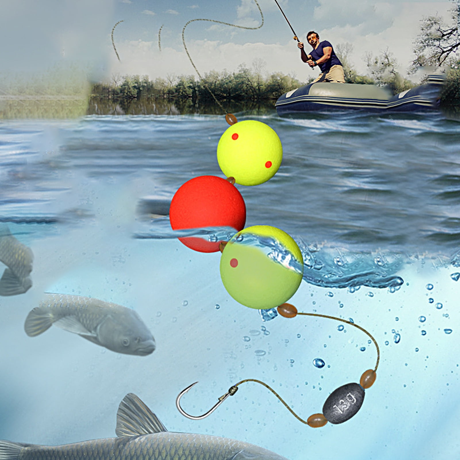 NIBOLOG Grass Carp Fishing Rig Braided PE Line Bright Color Barbed ...