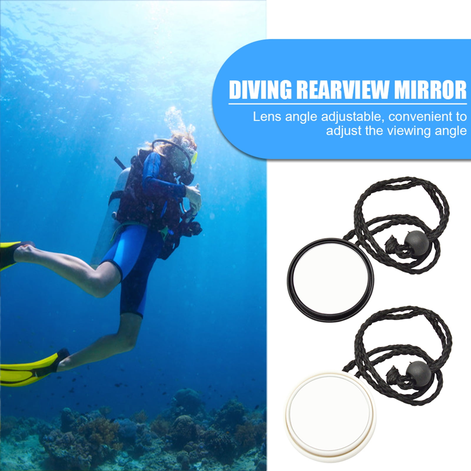 NIBOLOG HSJ-928 Waterproof Diving Rearview Mirror 360 Degree Adjustable ...