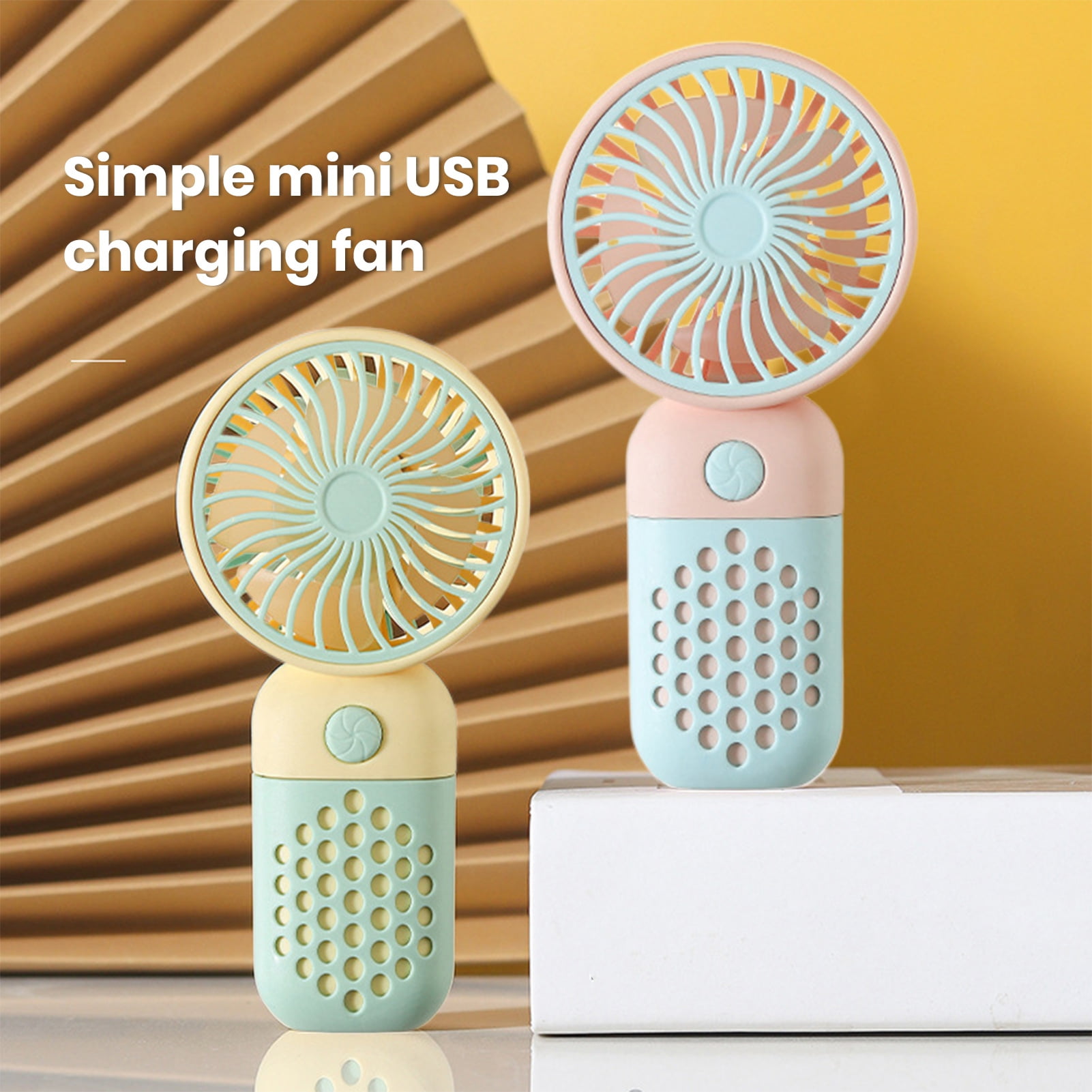 NIBOLOG Handheld Electric Fan Low Noise One-button Switch USB ...