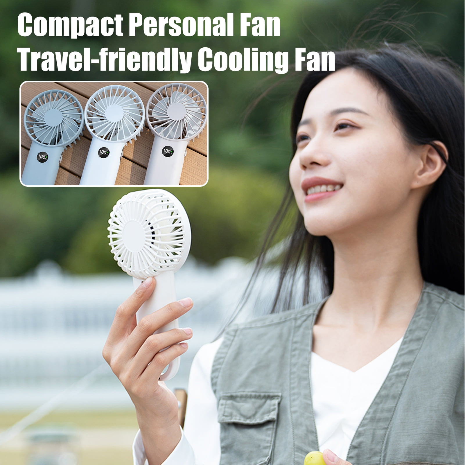 NIBOLOG Handheld Fan with Digital Display Speed Adjustable Low Noise ...