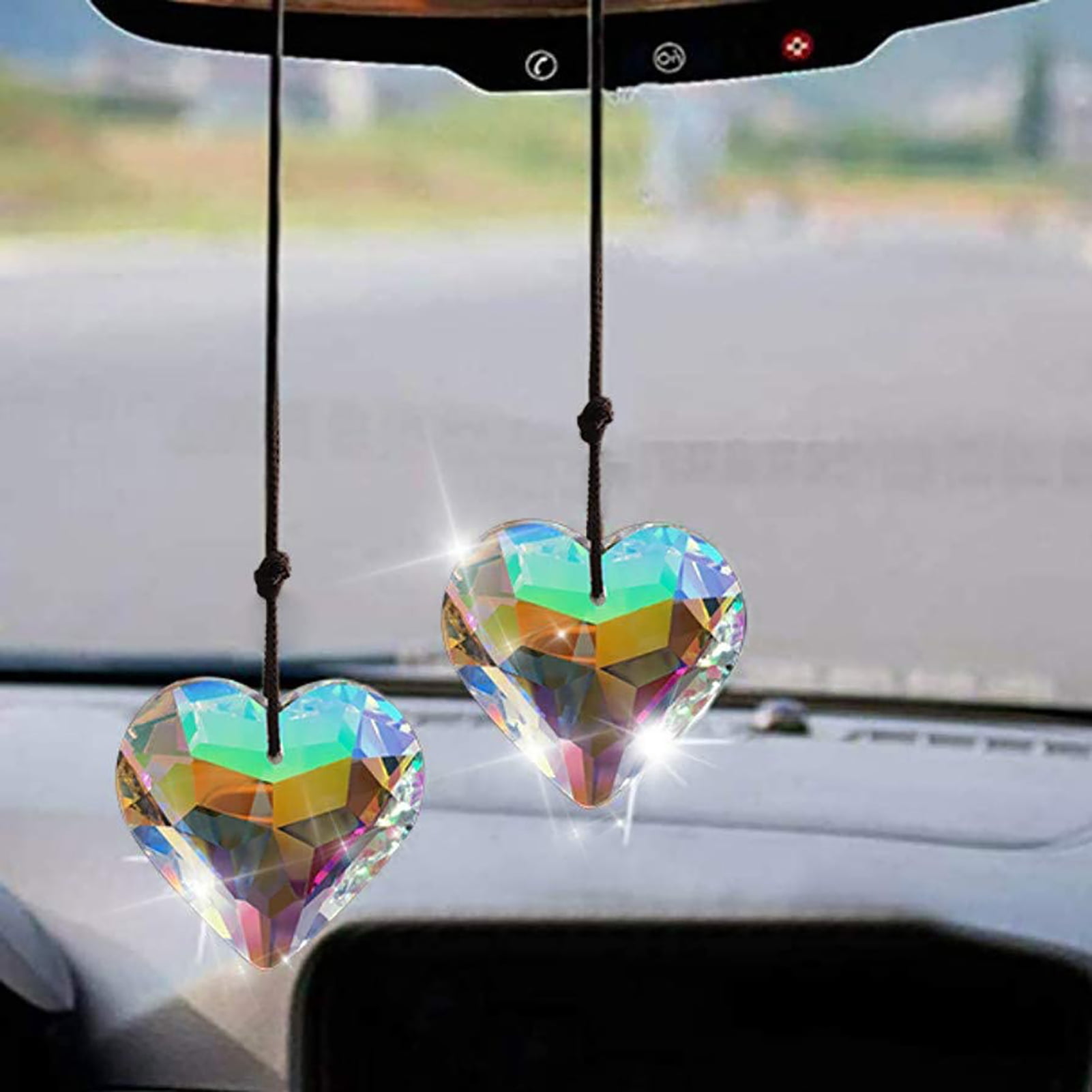 NIBOLOG Hanging Decor Stylish Wide Application Faux Crystal Heart Shape ...