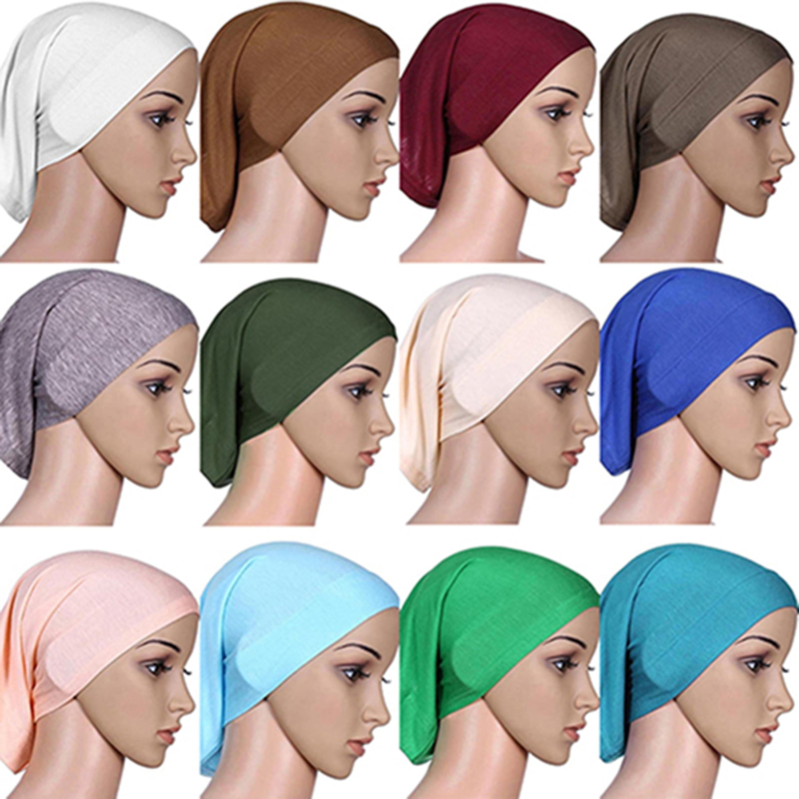 NIBOLOG Headscarf Cap Delicate Adjustable Mercerized Cotton Solid Color ...