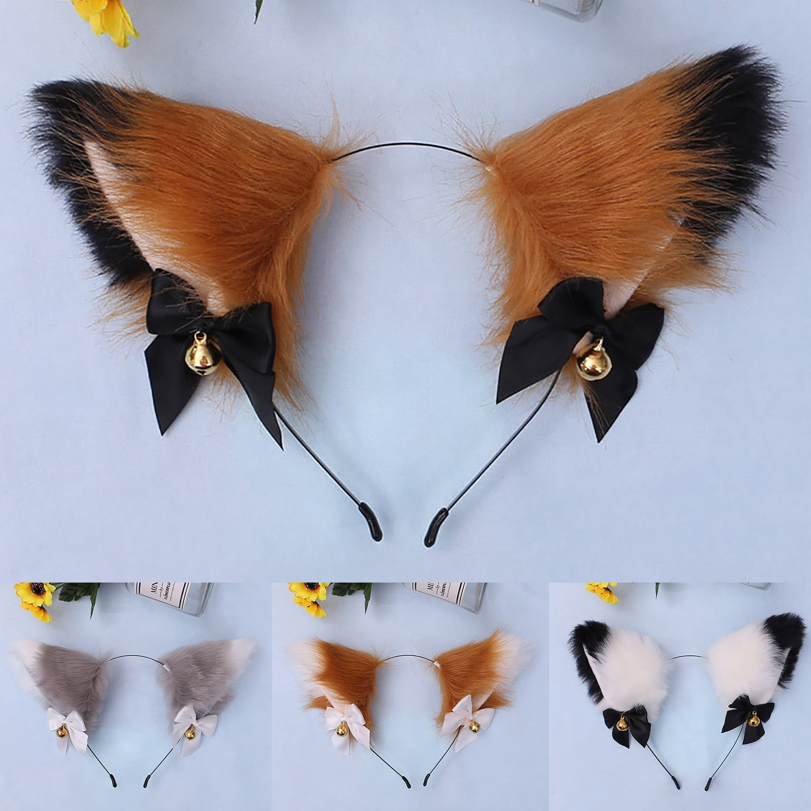 NIBOLOG Headwear Cute Animal Ears Shape Faux Hare Fur Women Cosplay ...