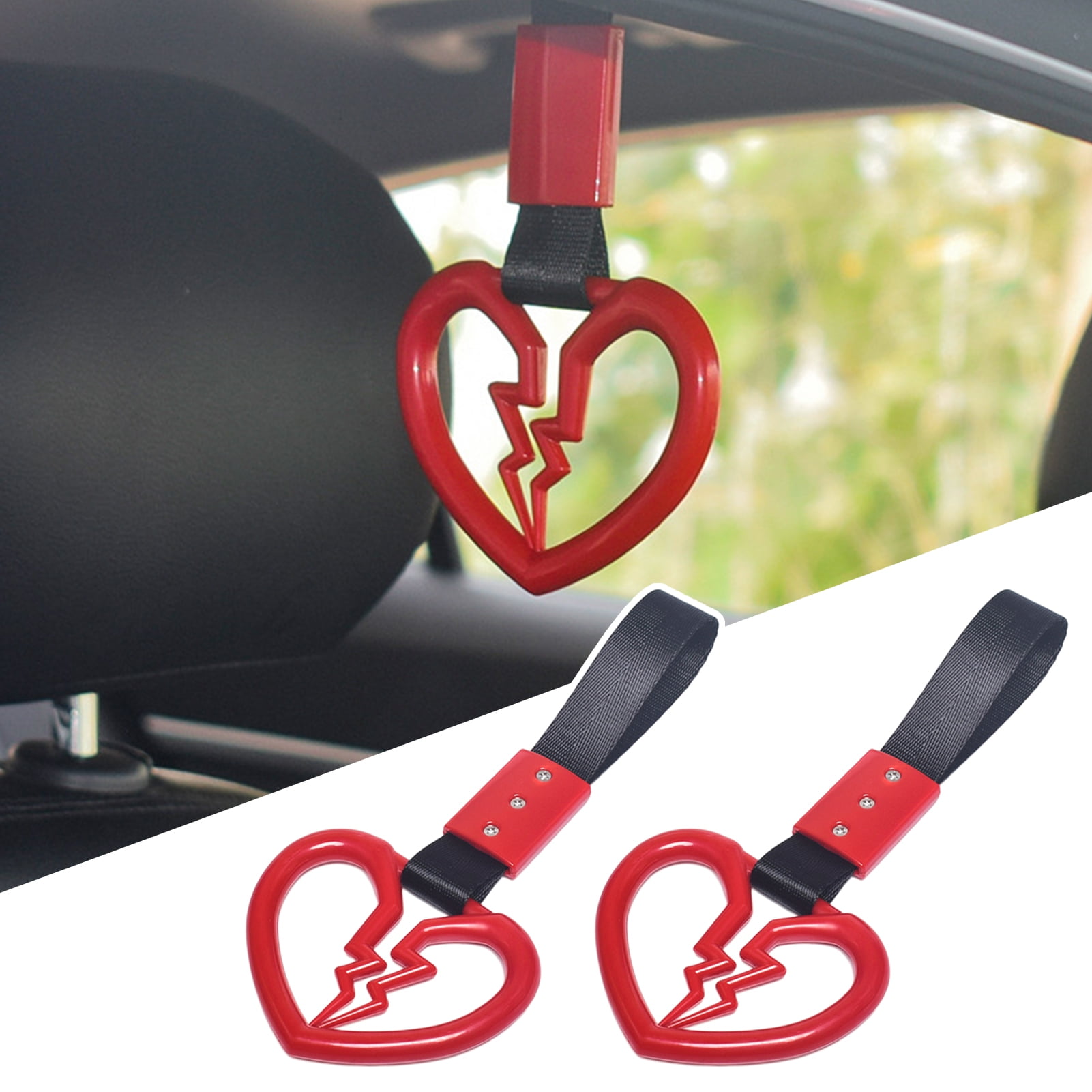 NIBOLOG Heart-Shaped Car Pull Rings - Anti-Break, Bumper Warning ...