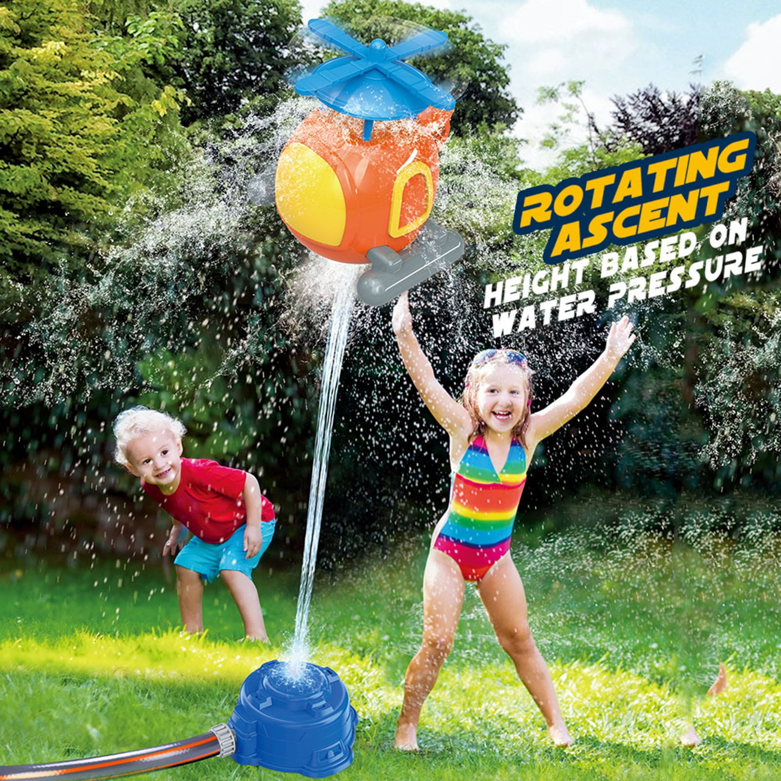 NIBOLOG Helicopter Water Sprinkler Toy - Summer Outdoor Garden Backyard ...