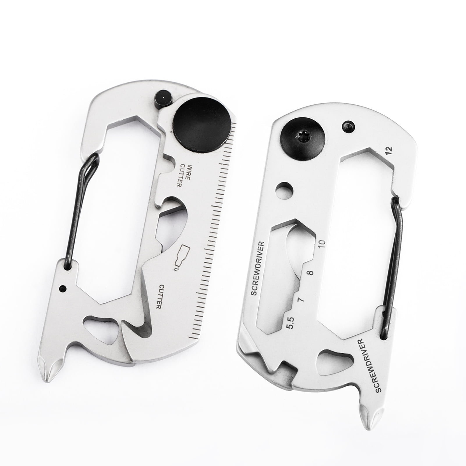 NIBOLOG Hiking Climbing Stainless Steel Keychain Multi Tool Carabiner ...