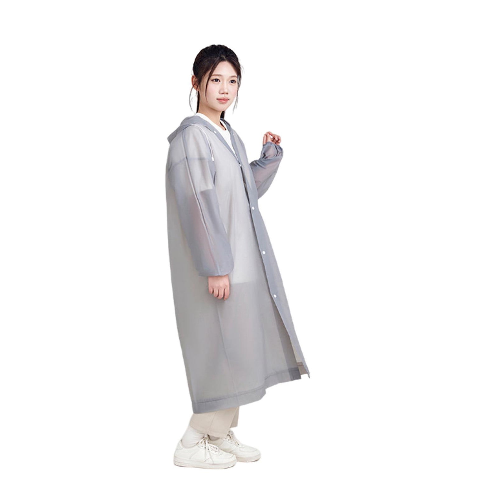 NIBOLOG Hooded Raincoat Waterproof EVA Button Closure Reusable Adults ...