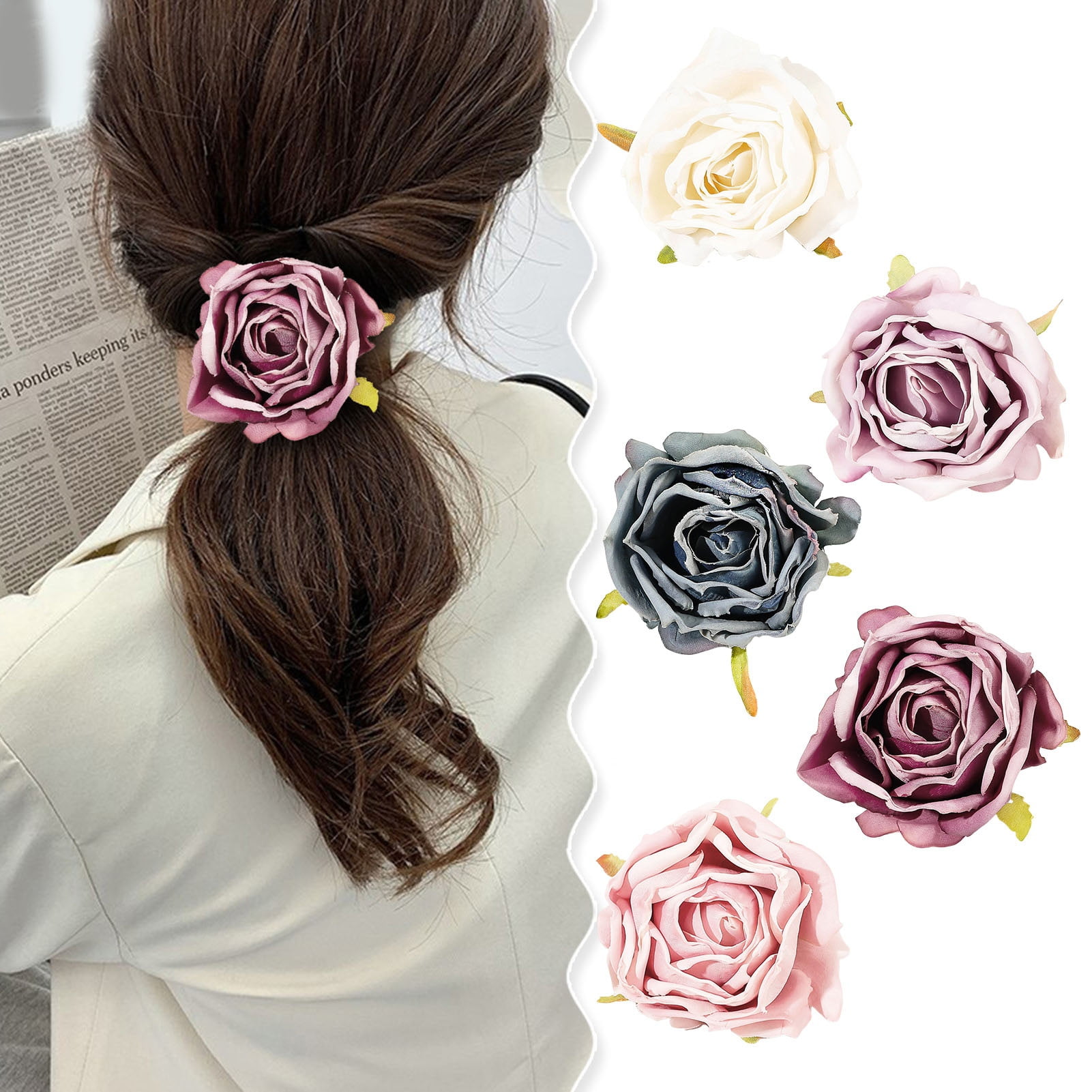 NIBOLOG Imitation Flower Decor Hair Pin Anti-slip Hair Clip Headband ...
