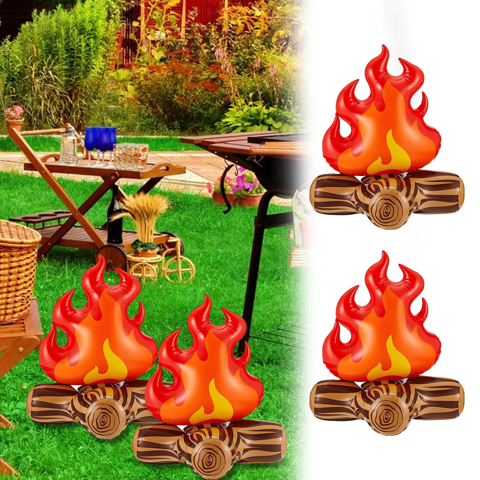 NIBOLOG Inflatable Campfire Props Firewood Toys Realistic Looking ...