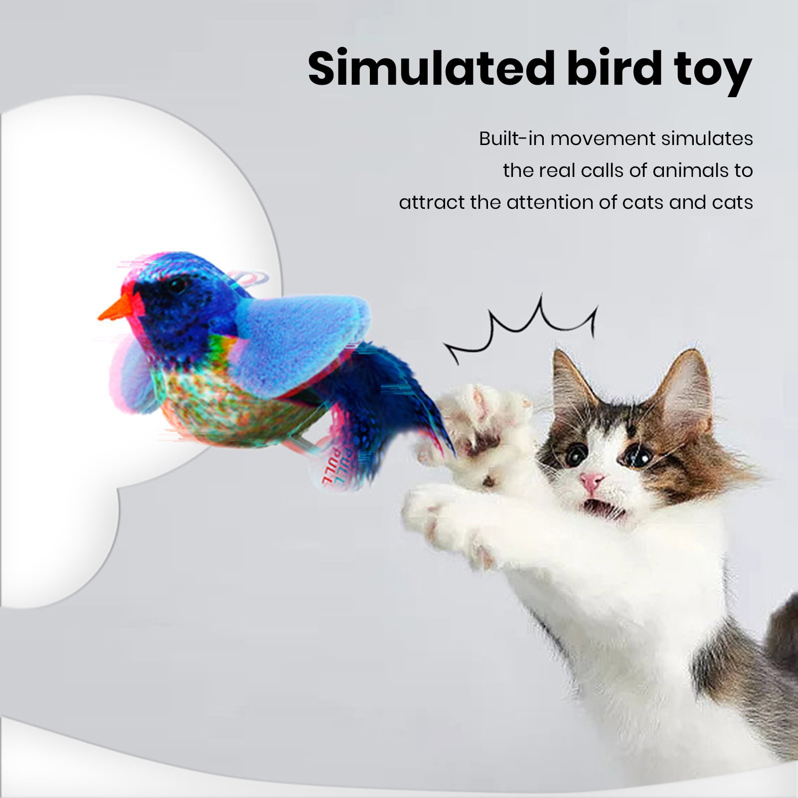 NIBOLOG Interactive Cat Toys Hanging Plush Bird Squeaky Sound ...