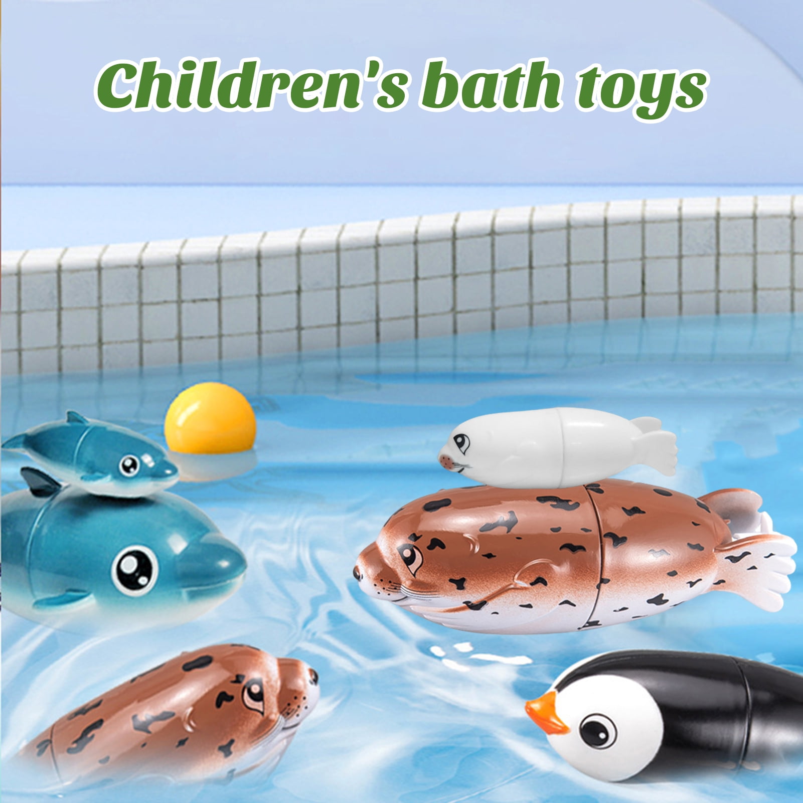 NIBOLOG Kids Animal Bath Toy Waterproof Swimming Octopus Dolphin Sea ...