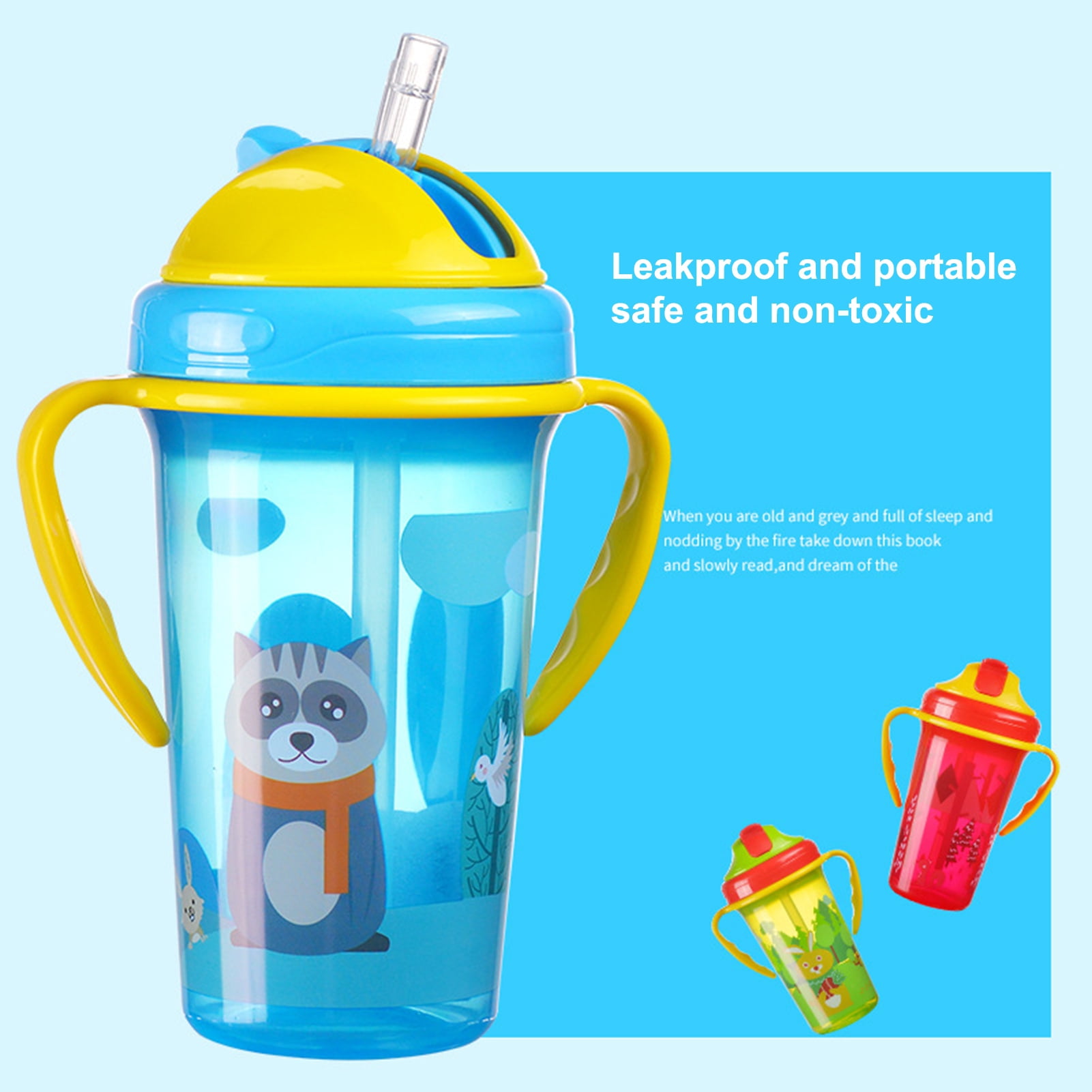 NIBOLOG Kids Bottle Double Handle Large Capacity BPA Free Infant Straw ...