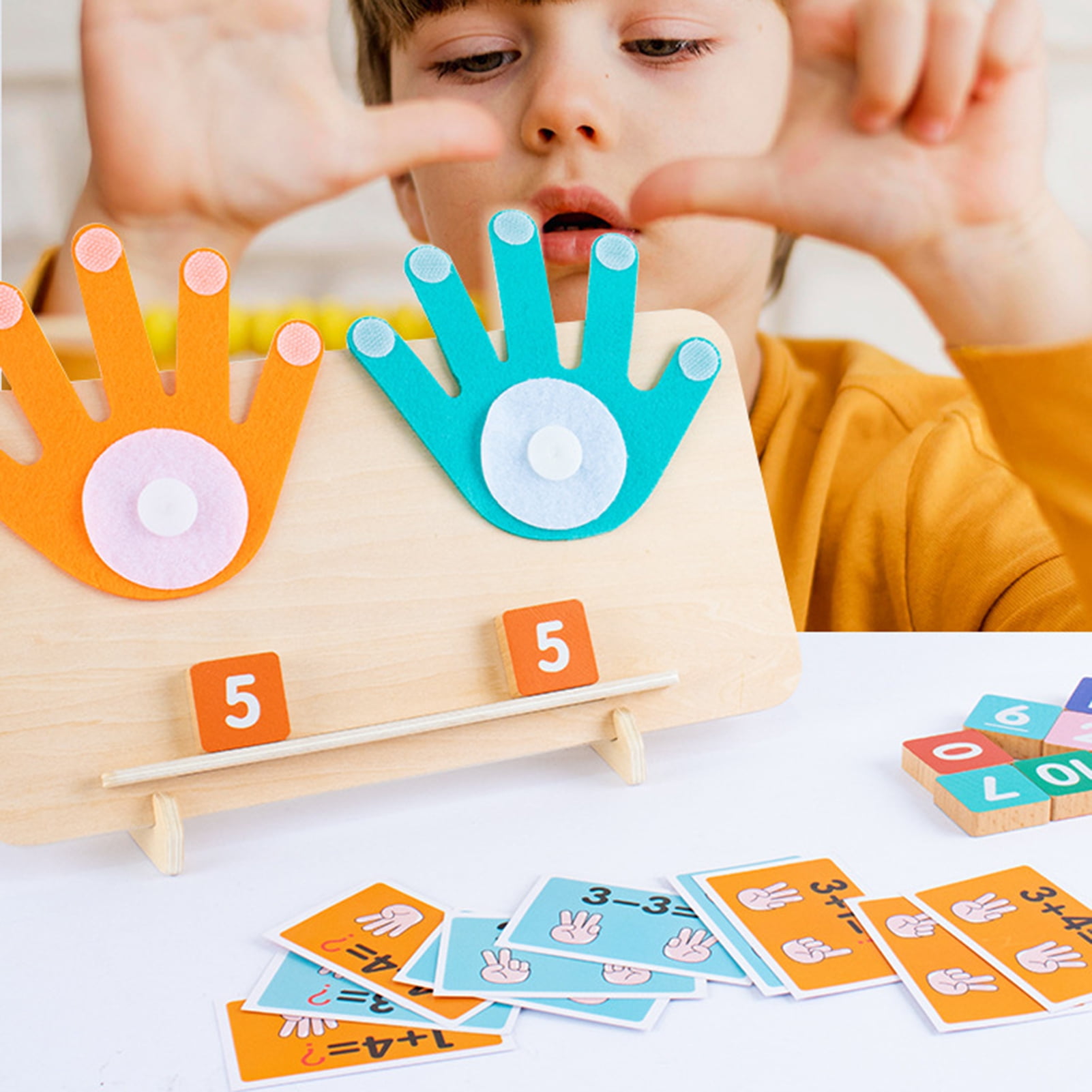 NIBOLOG Kids Counting Toy - with Bendable Hand Wooden Number Block Kids ...