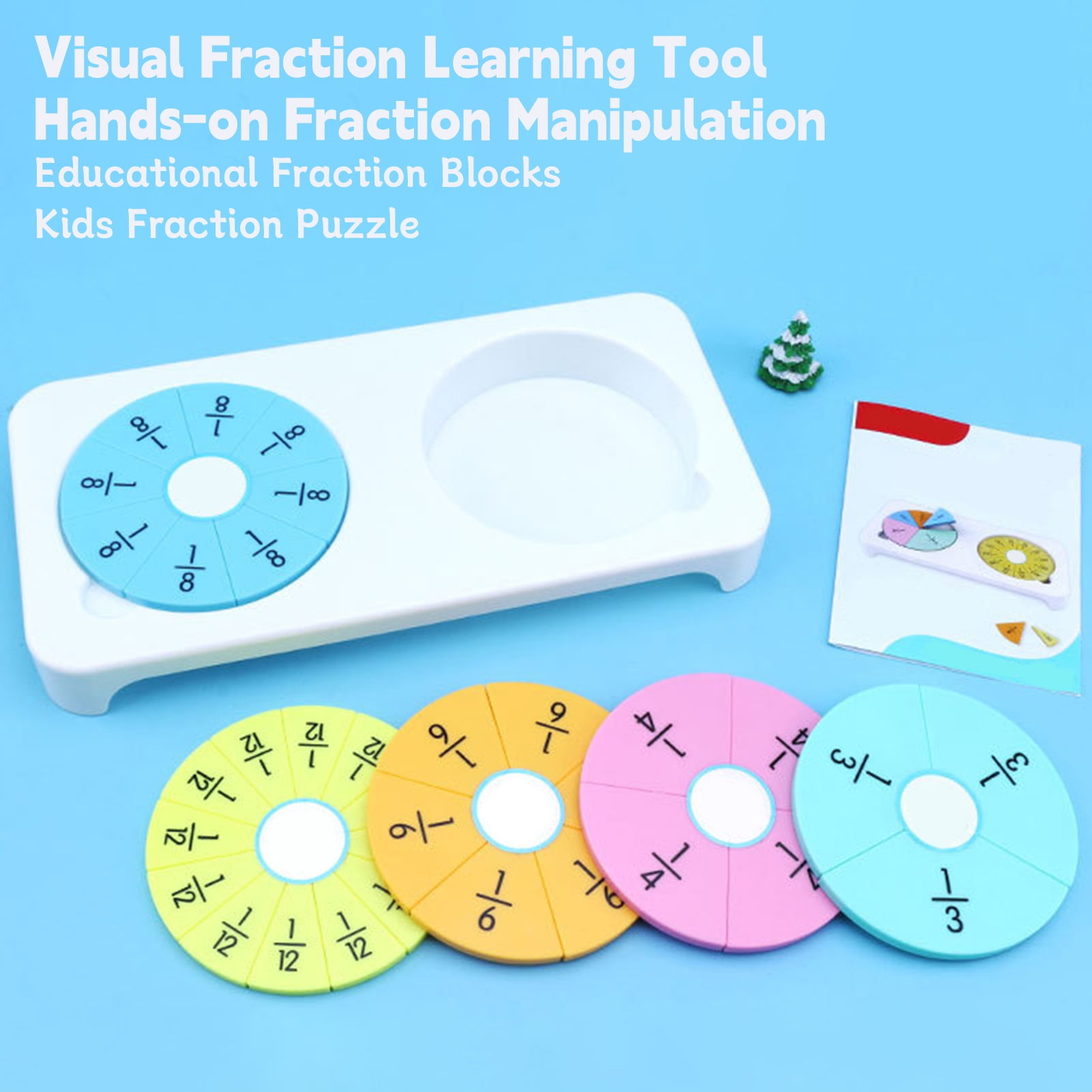 NIBOLOG Kids Fraction Puzzle Math Manipulatives Elementary Students ...
