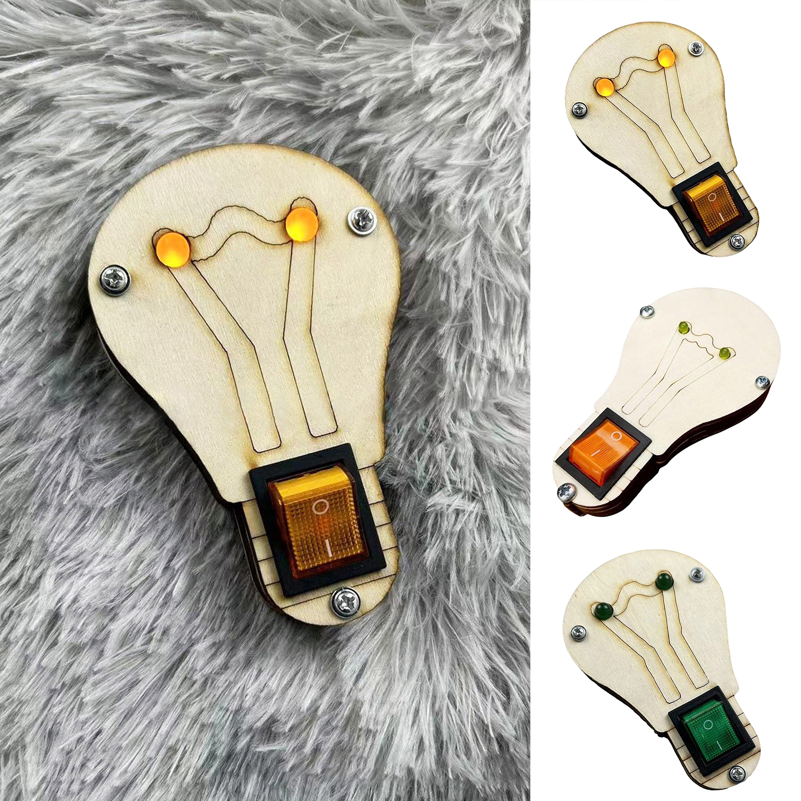 NIBOLOG Kids LED Bulb Switch Toy Wood Light-up Electric Switch Board ...