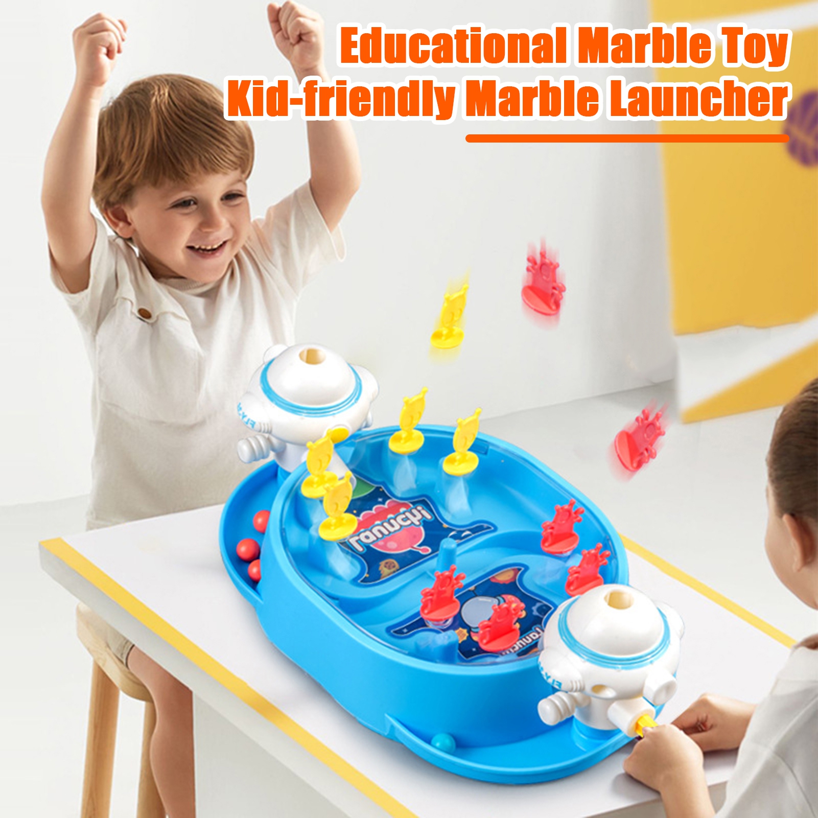 NIBOLOG Kids Marble Launcher Toy 20 Balls 8 Targets Cartoon Rabbit ...