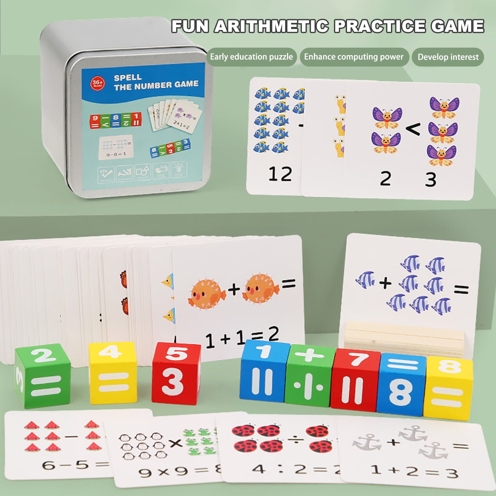 NIBOLOG Kids Math Matching Game - Addition Subtraction Multiplication ...