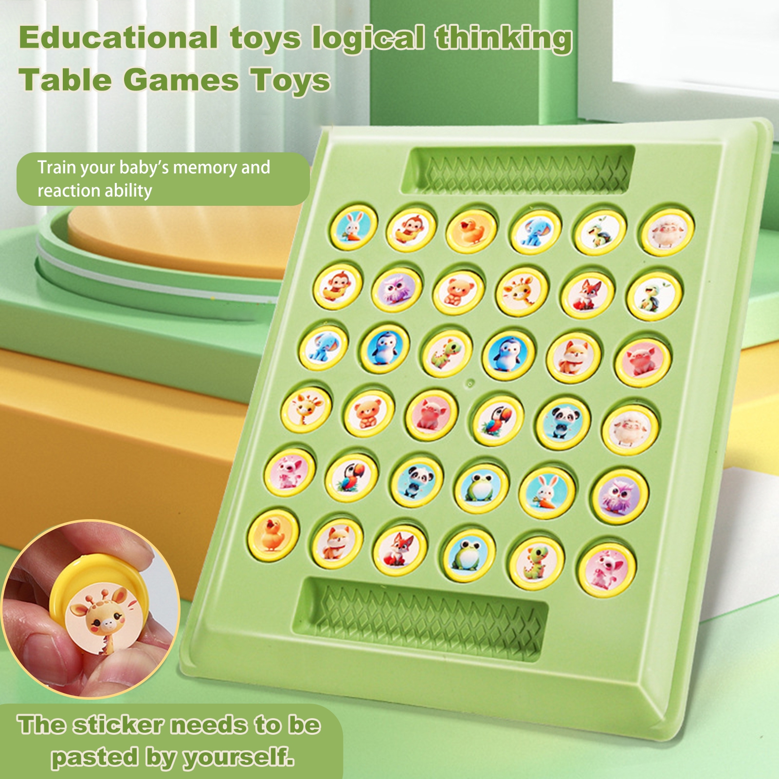 NIBOLOG Kids Memory Reversi Chess Game 2 Players Animal Flipping Chess ...