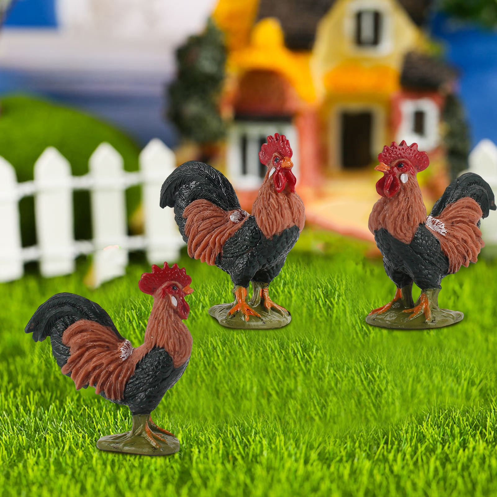 NIBOLOG Kids Mini PVC Rooster Model Simulation Farm Animals Figure ...