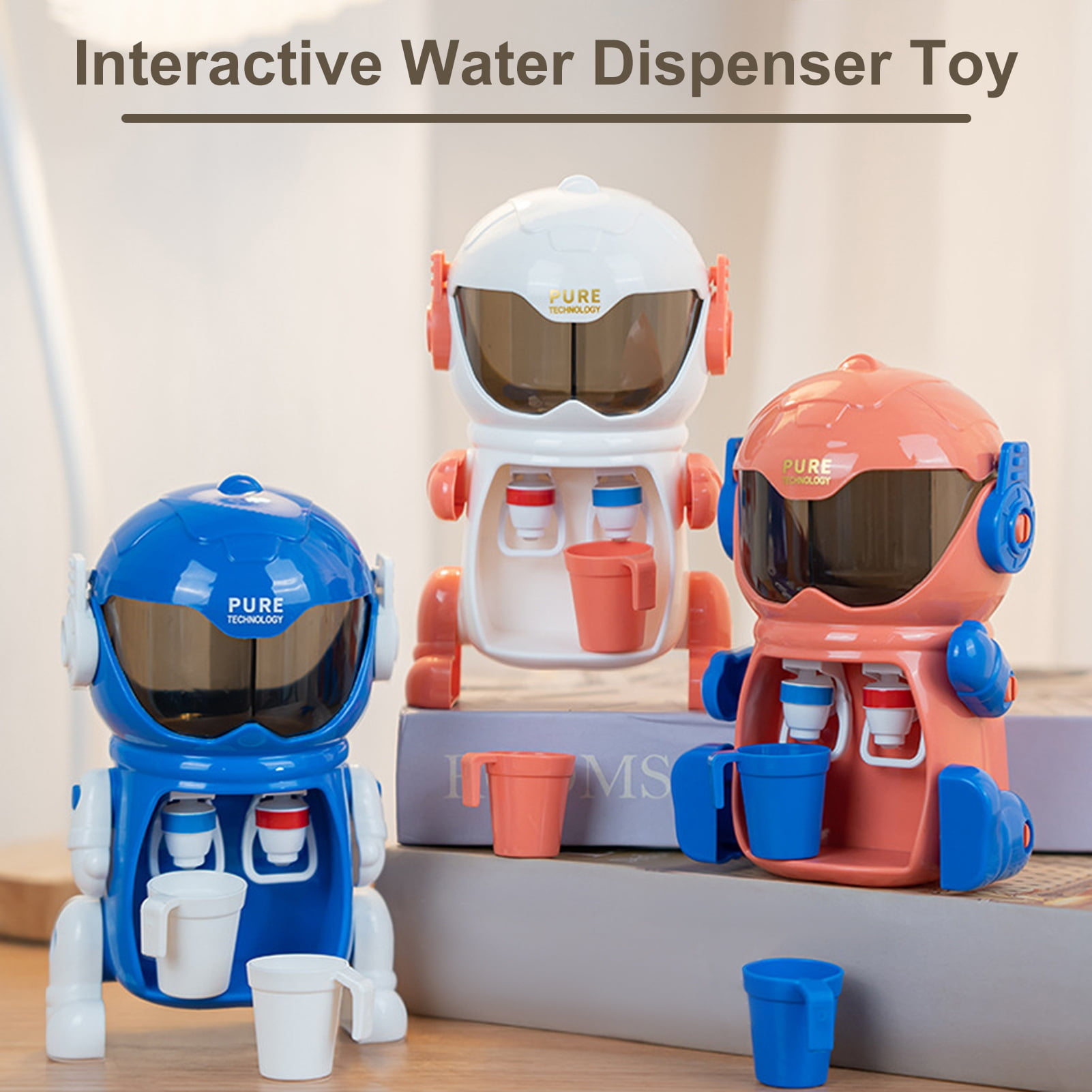 NIBOLOG Kids Robot Water Dispenser Toy with 2 Cups Movable Joints Dual ...