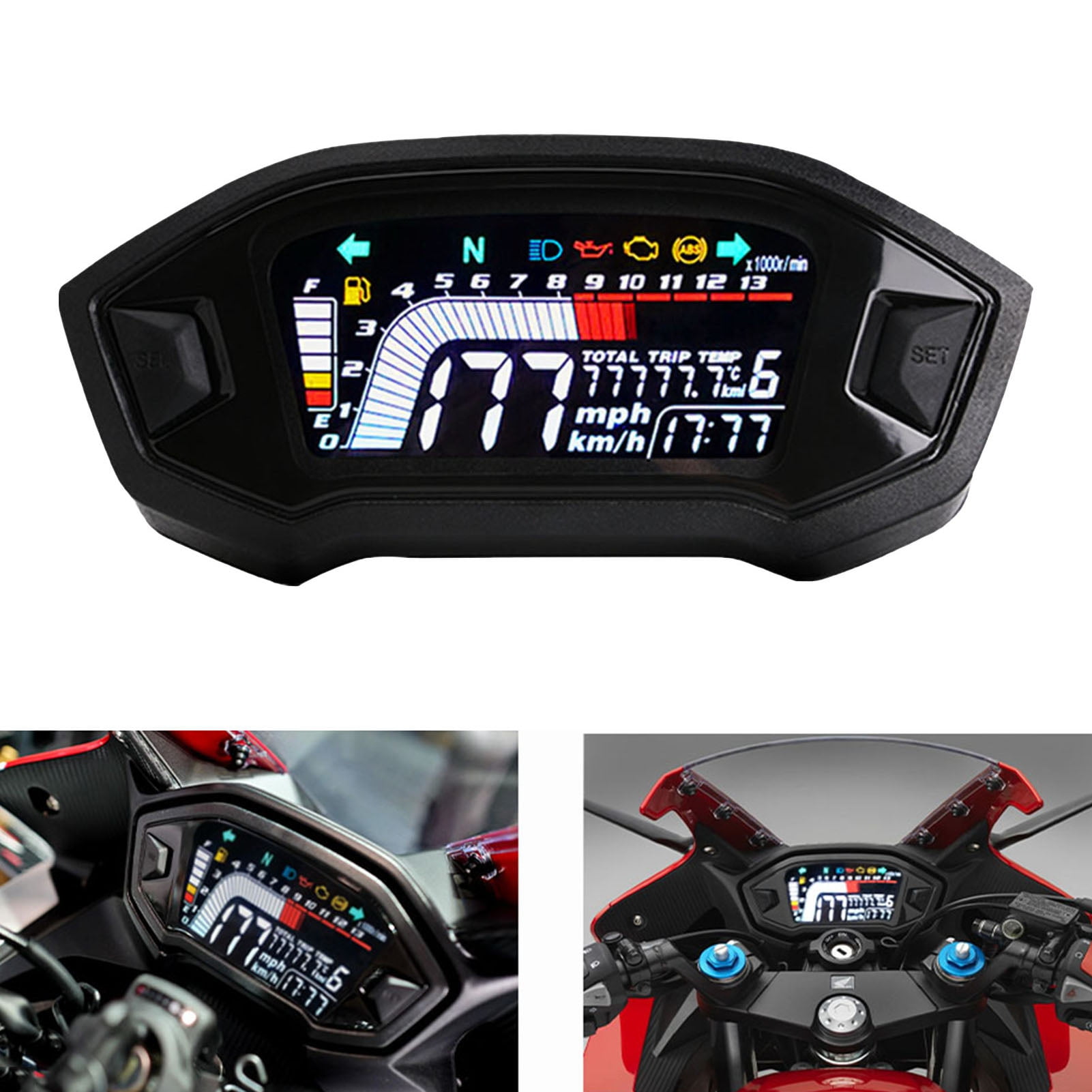 NIBOLOG LCD Digital Motorcycle Speedometer Odometer Gauge - Walmart.com