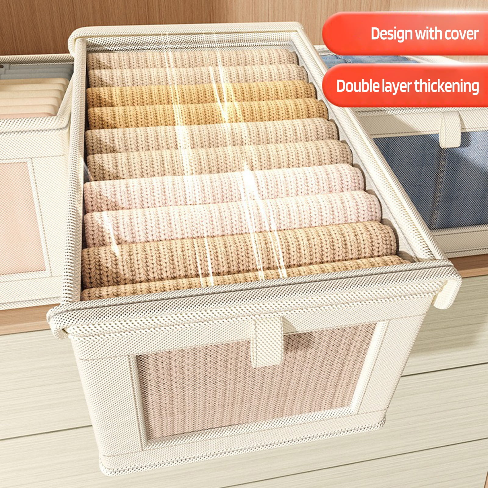 NIBOLOG Large Storage Basket with Visible Window And Dustproof Lid ...