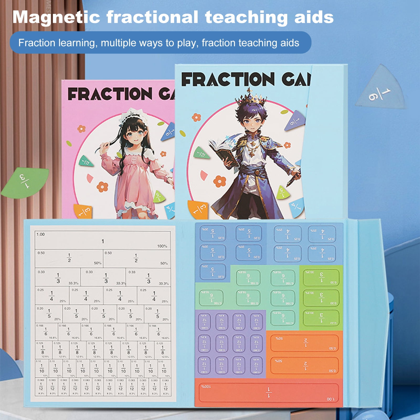 NIBOLOG Magnetic Fraction Book Fraction Tiles Circles Percentage ...