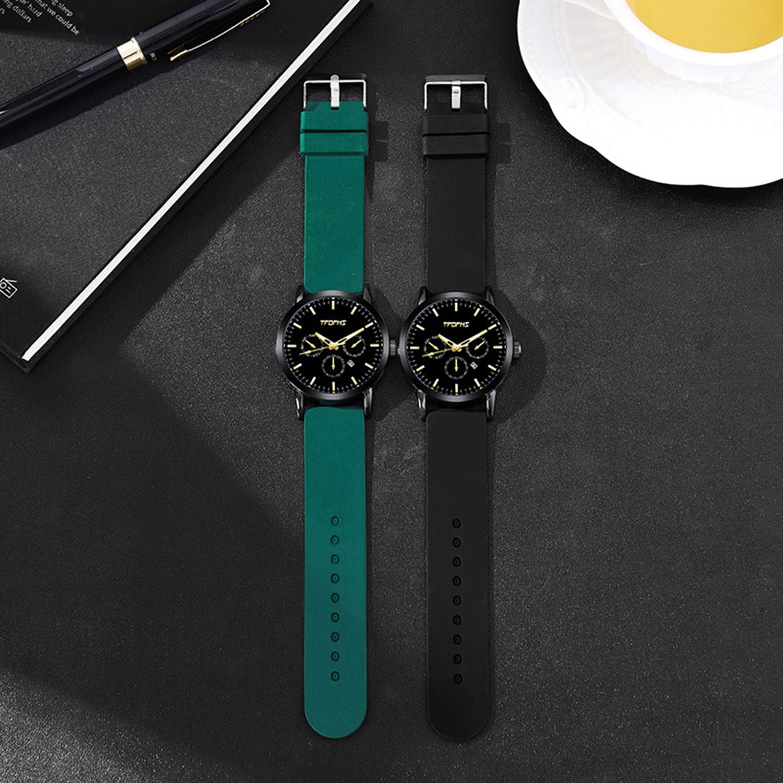 NIBOLOG Men Quartz Watch Round Dial Alloy Three Small Dials No Delay ...