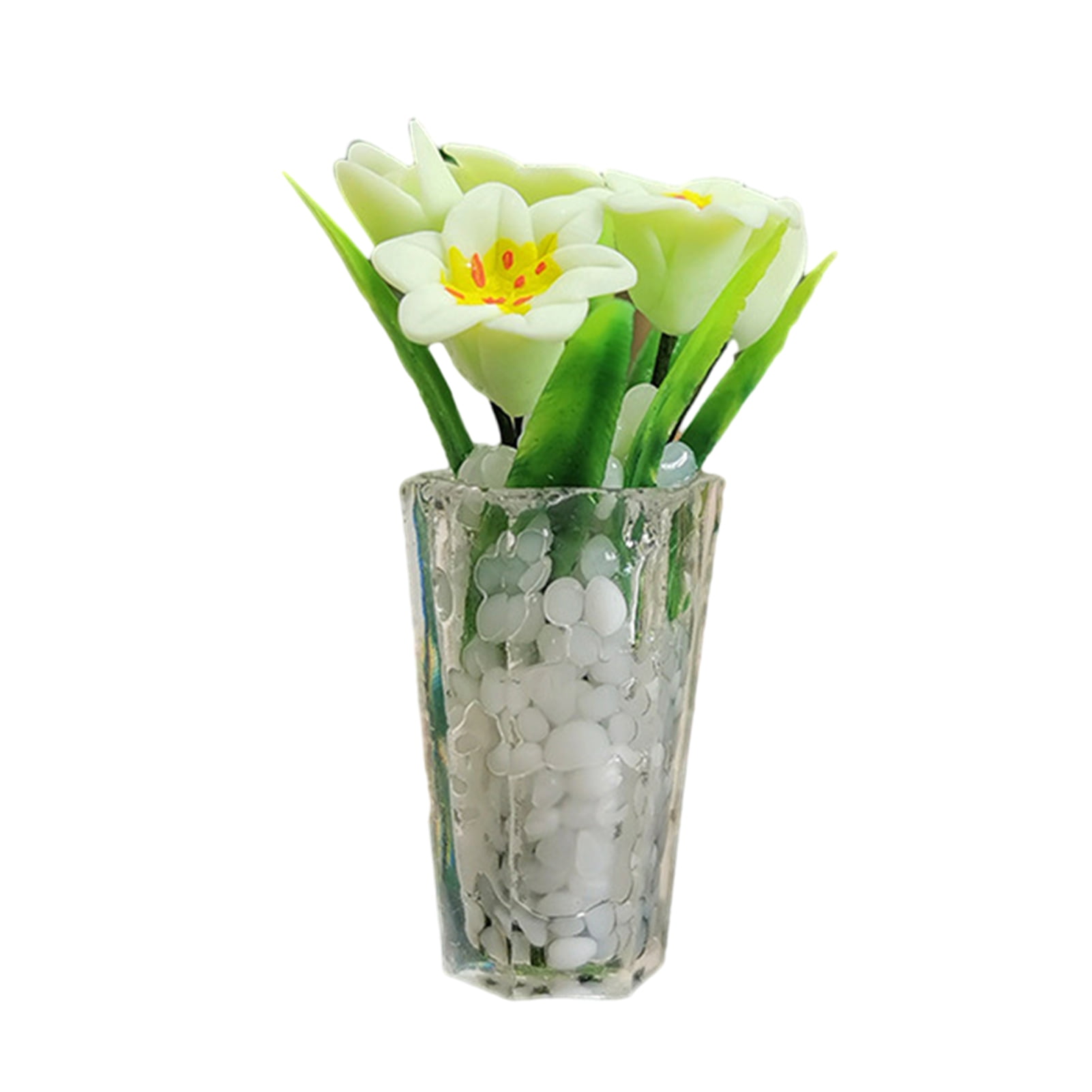 NIBOLOG Miniature Potted Lily Toy Realistic Resin Mini Flower Vase ...