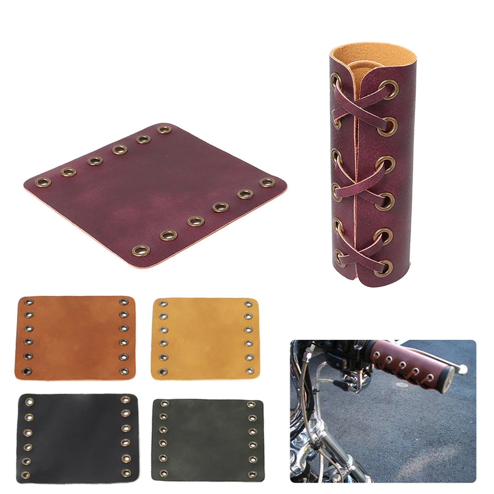 NIBOLOG Motorcycle Handle Grip Pair - Anti Slip Shockproof Retro Wraps ...