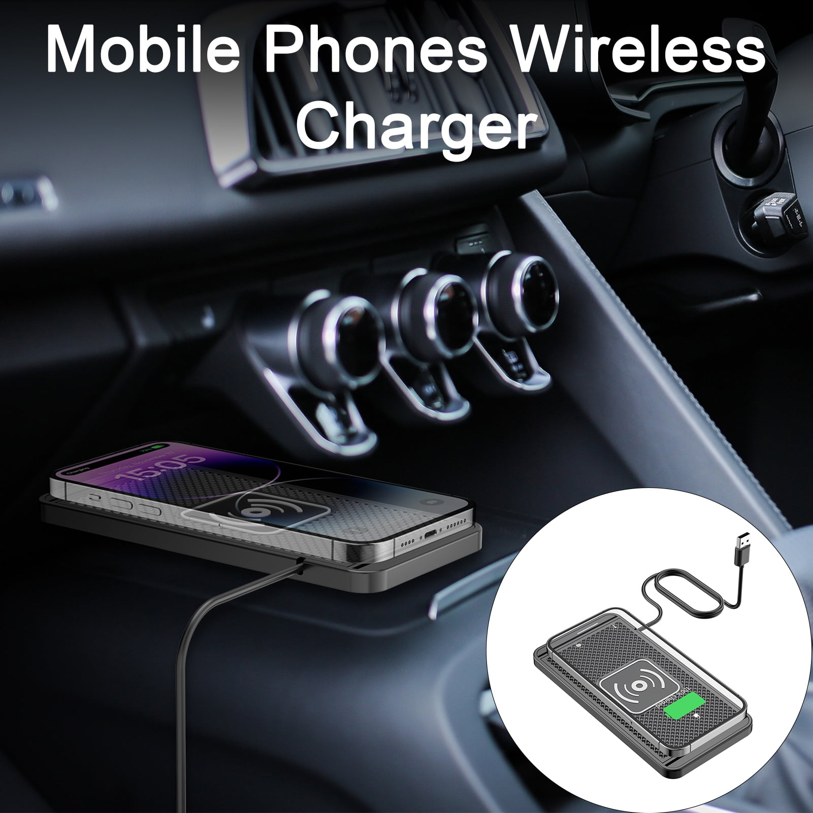 NIBOLOG Non-slip DIY Trim Car Wireless Charger - Wide Compatibility ...
