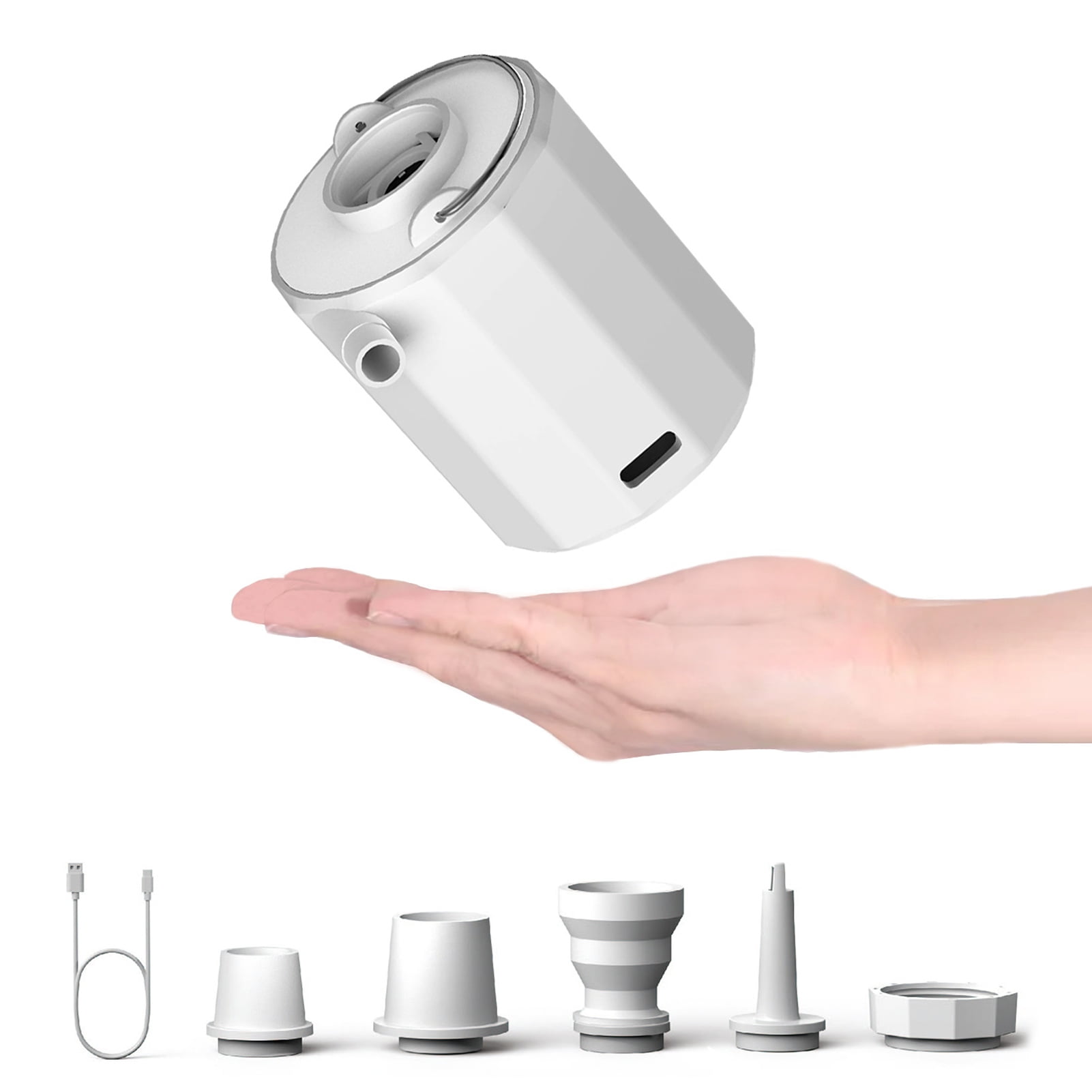 NIBOLOG Outdoor Mini Air Pump with 5 Nozzles Rechargeable Inflatable ...