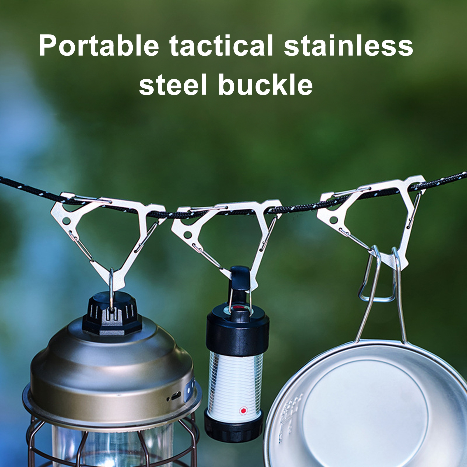 NIBOLOG Outdoor Stainless Steel Triangle Carabiner Heavy Duty Portable ...