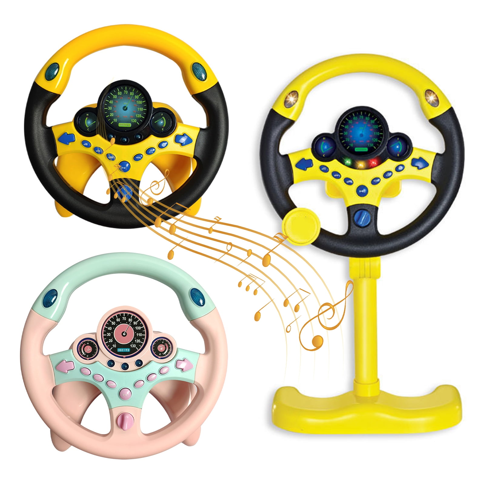 NIBOLOG Passenger Seat Steering Wheel Toy with Music Light Kids Car ...