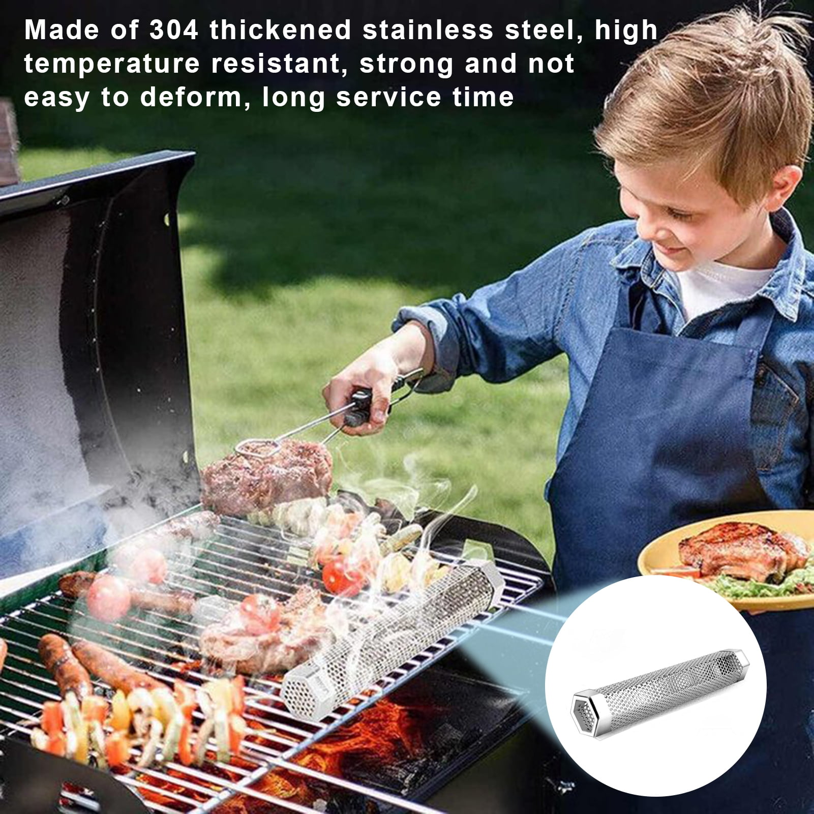 NIBOLOG Pellet Tube Stainless Steel BBQ Smoke Tube with Ventilation ...