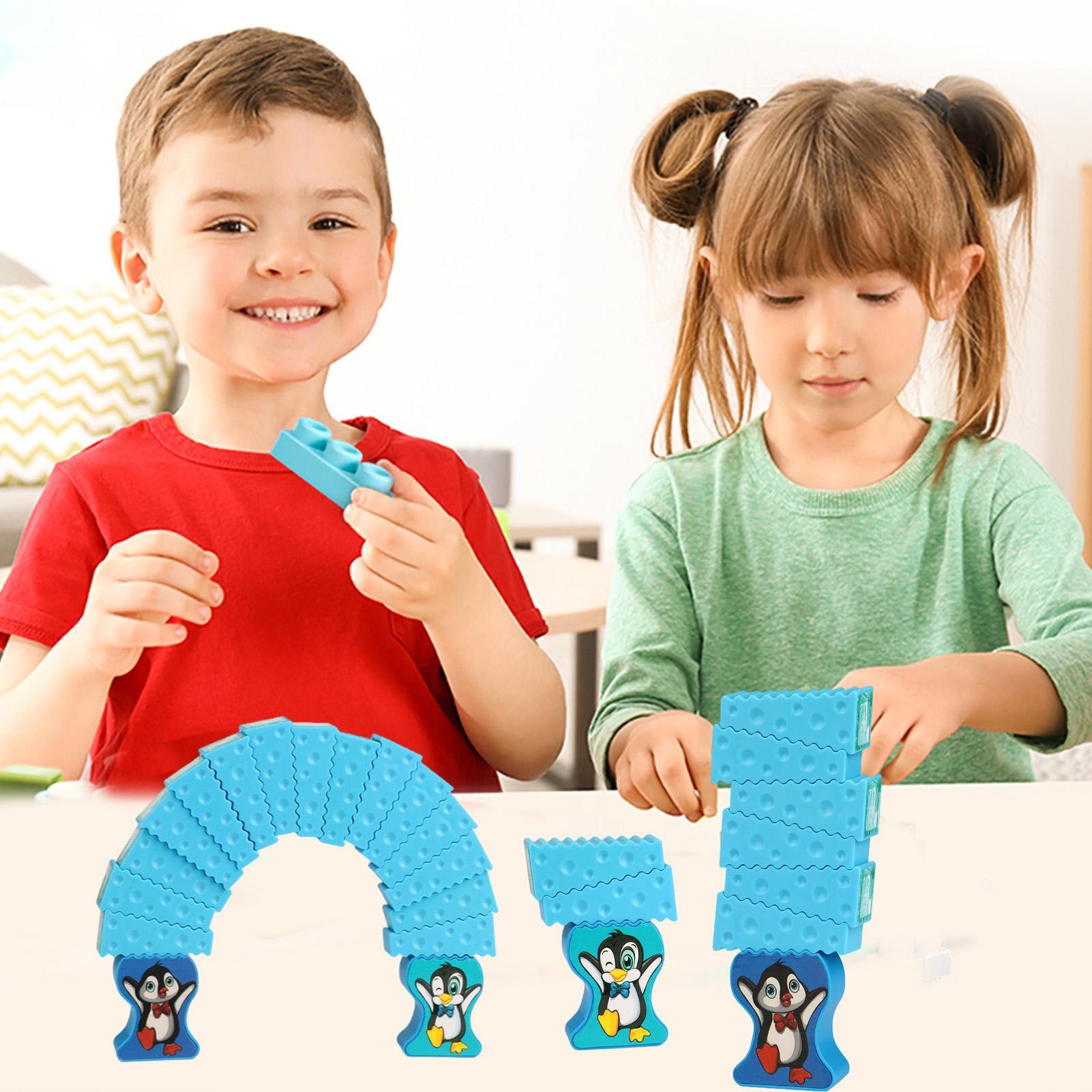NIBOLOG Penguin Ice Stacking Game - Mini Ice Building Block Balance ...