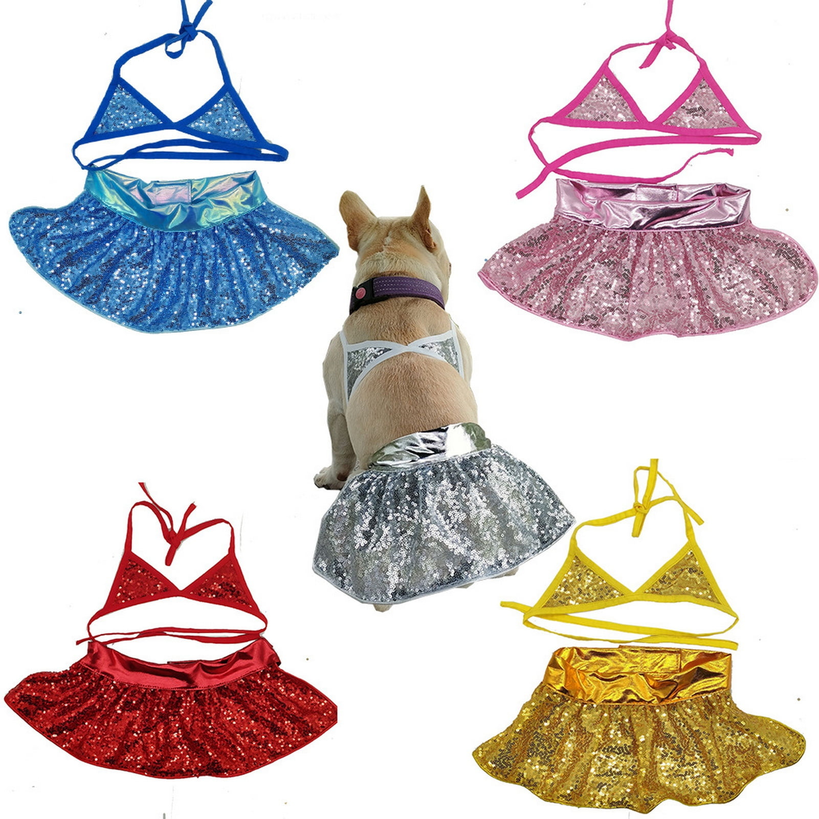 NIBOLOG Pet Bikini Swimsuit Dogs Cat Sequin Decorated Bathing Suit ...