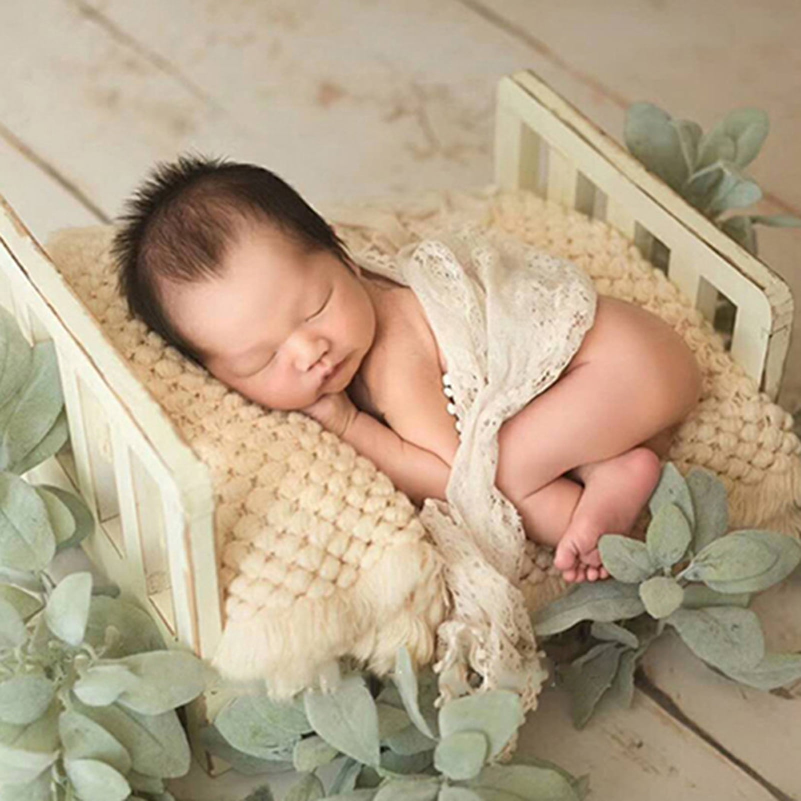 NIBOLOG Photography Cot Detachable Retro Design Wood Smooth Surface ...