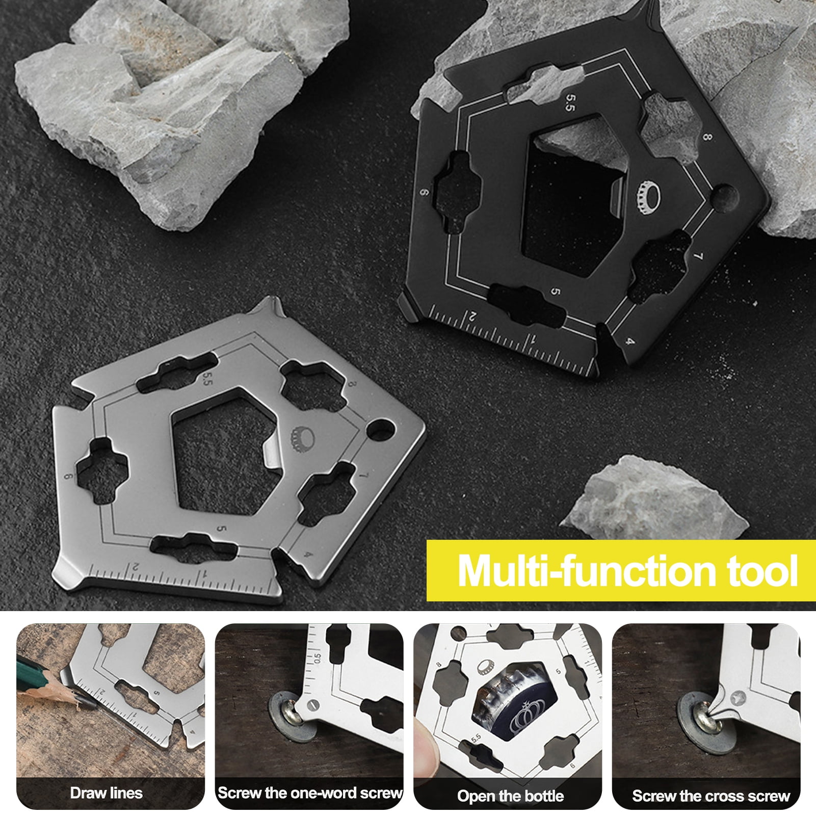 NIBOLOG Pocket Multi-tool Measuring Ruler Bottle Opener Hex Wrench 12 ...