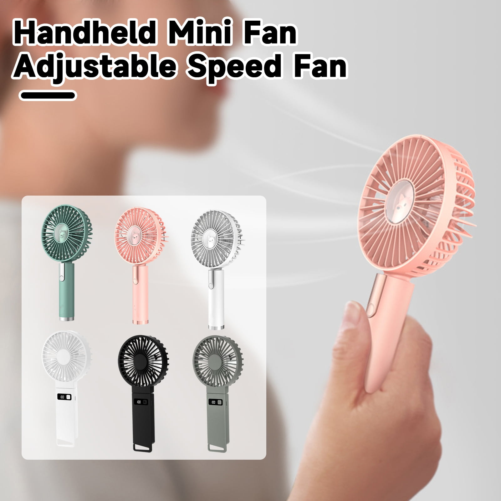NIBOLOG Portable Handheld Fan with 3 Speed Settings Low Noise Compact ...
