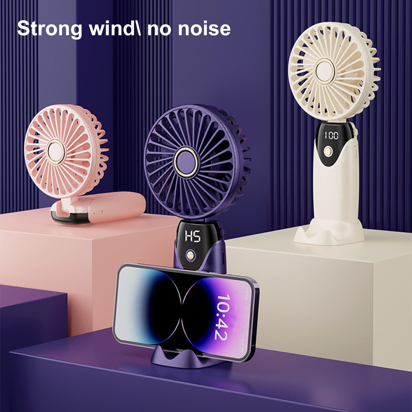 NIBOLOG Portable Handheld Fan with Digital Display 5 Speed Settings Low ...