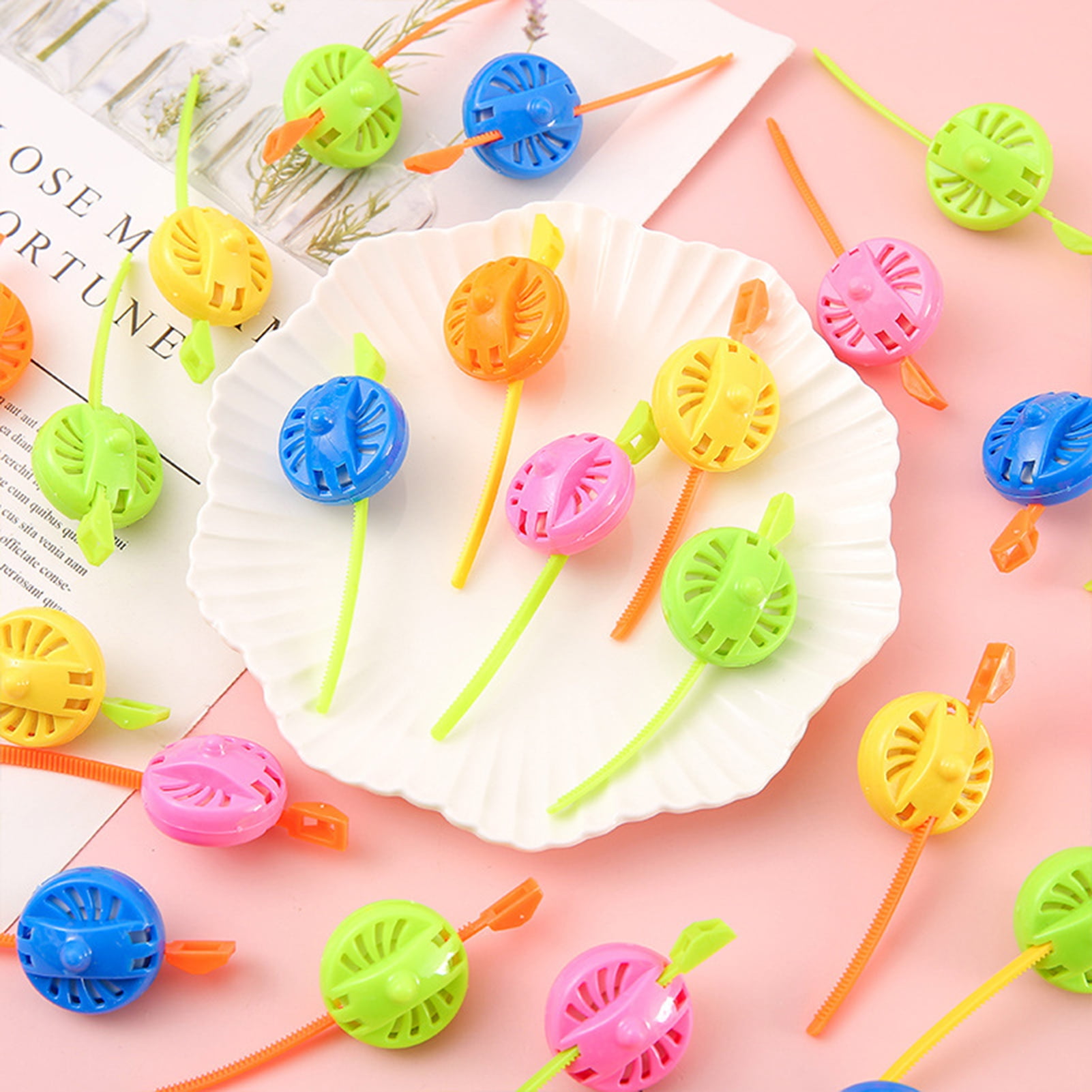 NIBOLOG Pull Strip Spinning Top Toy Kids Colorful Plastic Gyroscope ...