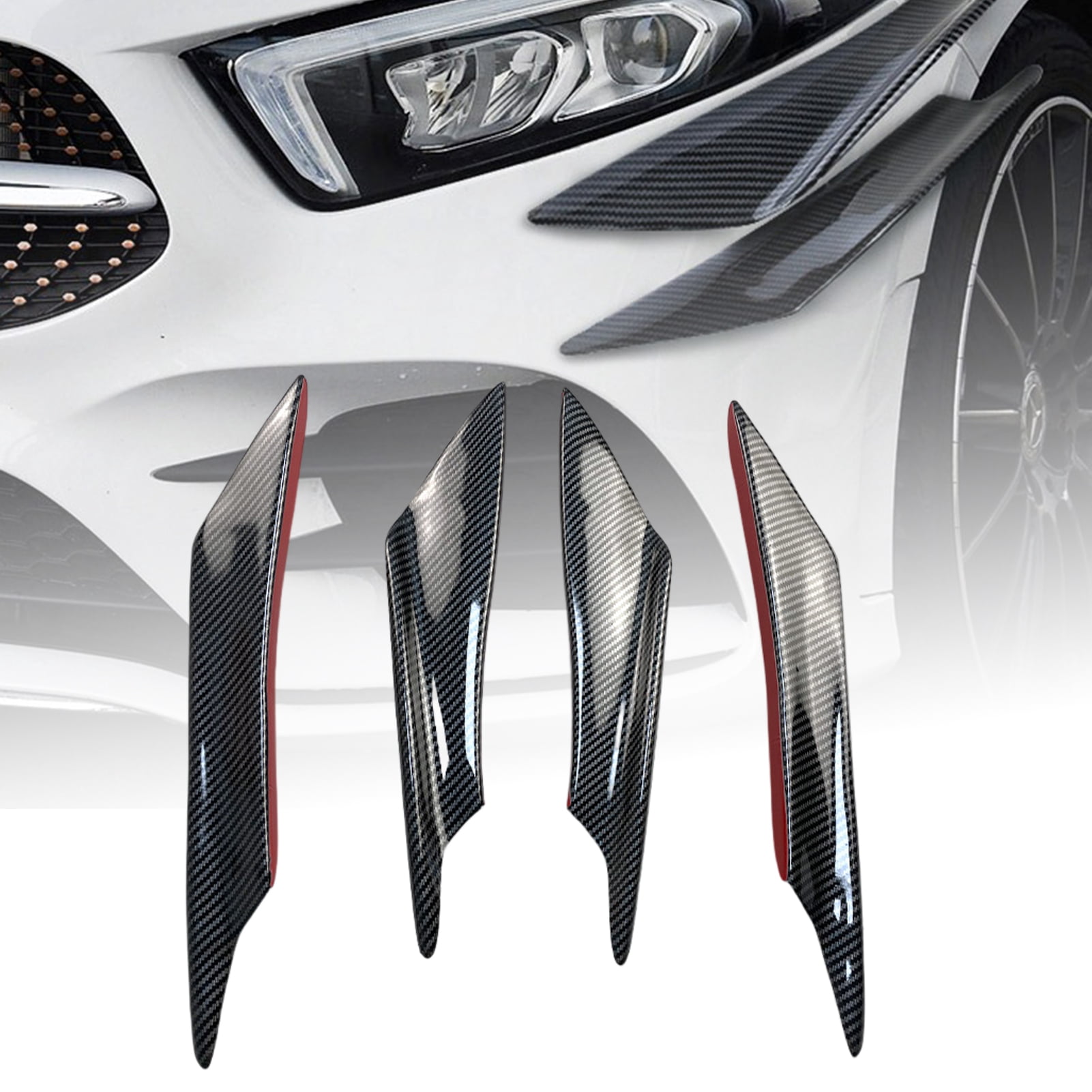NIBOLOG Rear Bumper Diffuser Set - 4Pcs Anti-crash Carbon Fiber ...